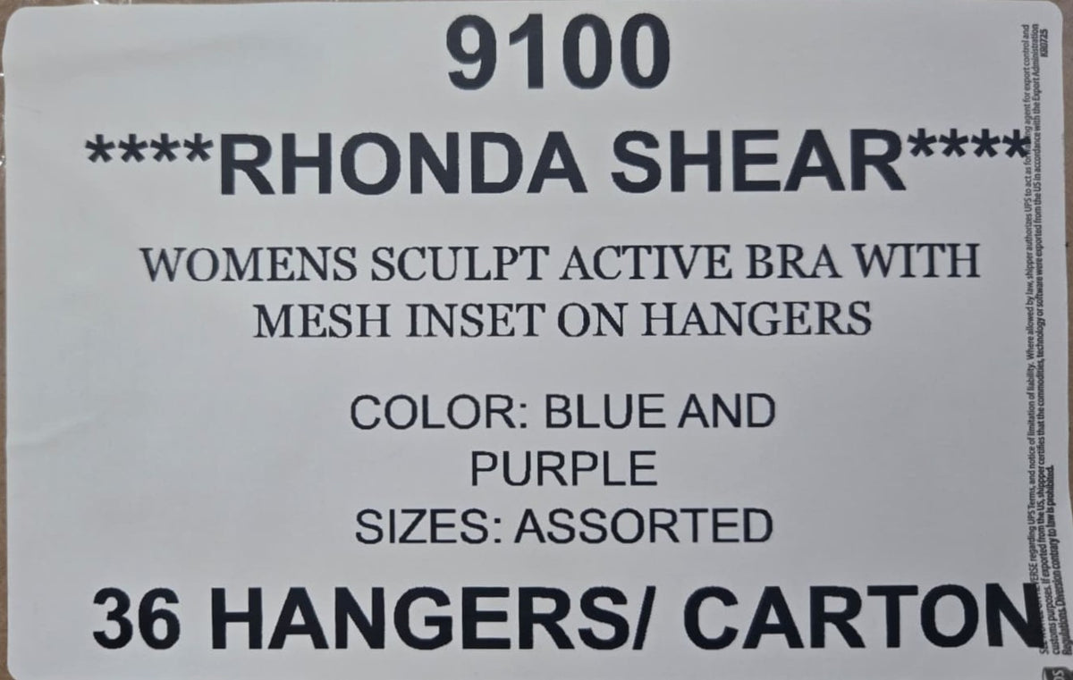 RHONDA SHEAR WOMENS SCULPT ACTIVE BRA WITH MESH INSERT STYLE 9100 ...